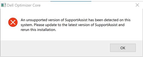 dell optimizer 4 1 installation displays unsupported version of