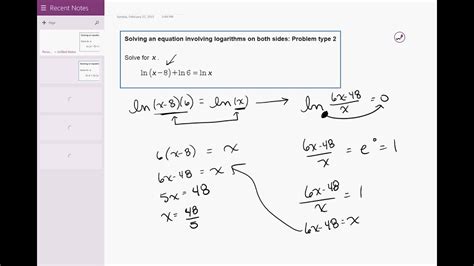 22 10 Solving An Equation Involving Logarithms On Both Sides Problem Type 2 YouTube
