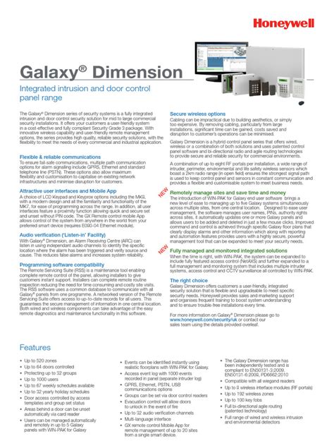 01 Central De Deteção Honeywell Galaxy Dimension 96 Característicasen