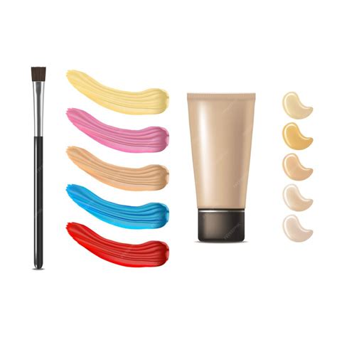Premium Vector Realistic Cosmetic Brushes Narrow Color Palette And