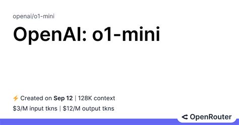 Openai O1 Mini Run With An Api Openrouter