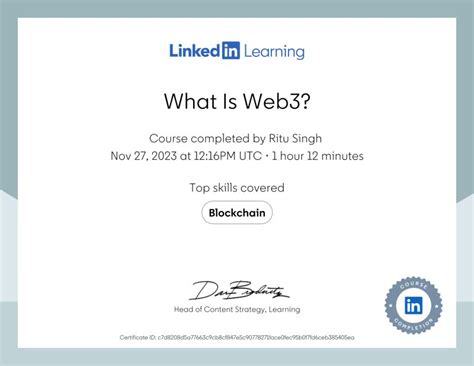 ritu singh on linkedin certificate of completion