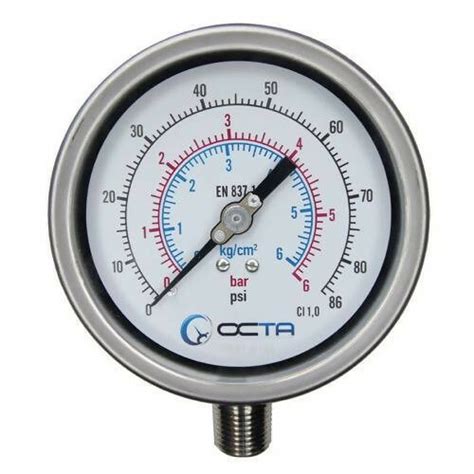 Octa เกจวัดแรงดัน Pressure Gauge หน้าปัดขนาด 4″ เกลียวสแตนเลสออกล่าง 1
