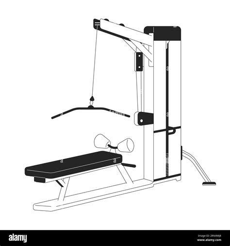 Lat Pulldown Machine Flat Monochrome Isolated Vector Object Stock