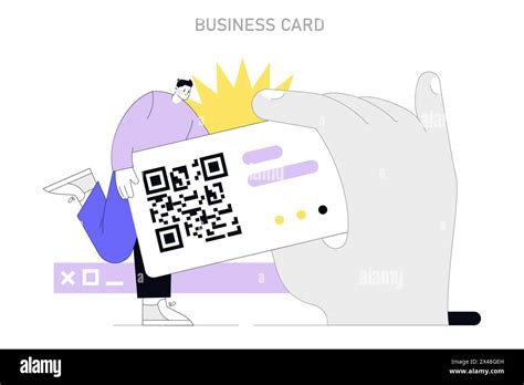 Digital Business Card Concept A Person Interacts With A Giant QR Code