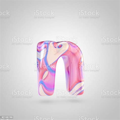 白い背景に分離された光沢のあるホログラム ピンク手紙 N 小文字 3dのストックフォトや画像を多数ご用意 3d アルファベット