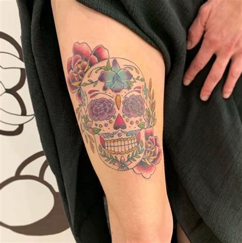 Colorful Sugar Skull Tattoos For Men