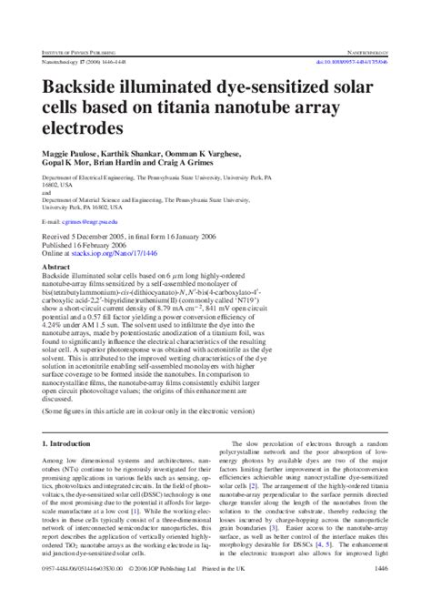 Pdf Hierarchical Construction Of Self Standing Anodized Titania Nanotube Arrays And