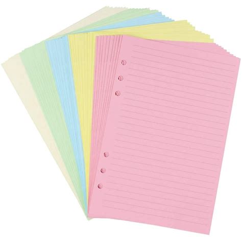 Inserciones De Repuesto A5 Coloridas Con 6 Orificios Perforados A Rayas
