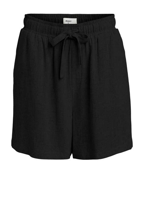 Object Regular Fit Linnen Short Objsanne Zwart Wehkamp