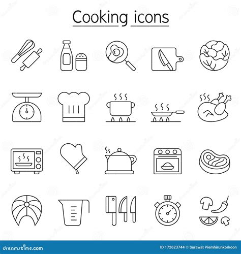 Cooking Icon Set Culinary Restaurant Menu Symbol Vector