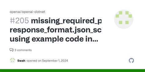 Missing Required Parameter Response Format Json Schema Using Example
