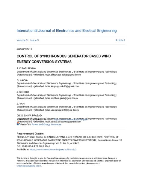 Pdf Control Of Synchronous Generator Based Wind Energy Conversion Systems