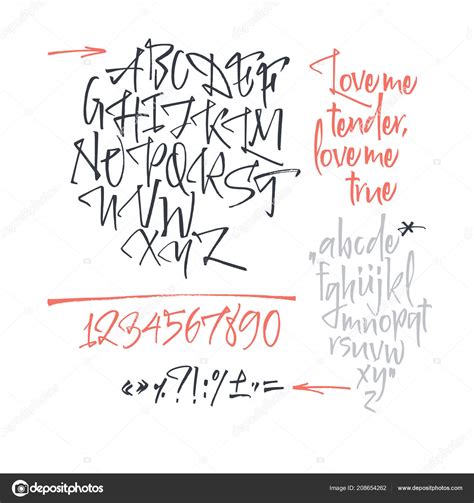 Handwritten Script Font Brush Font Uppercase Numbers Punctuation