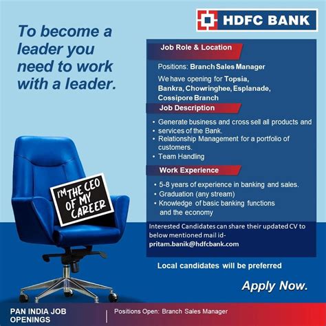 Pritam Banik On Linkedin Hdfc Bank Is Hiring For The Branch Sales