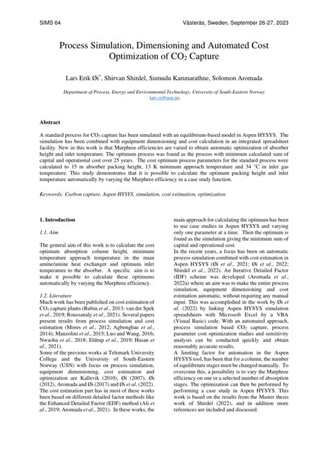 Pdf Process Simulation Dimensioning And Automated Cost Optimization