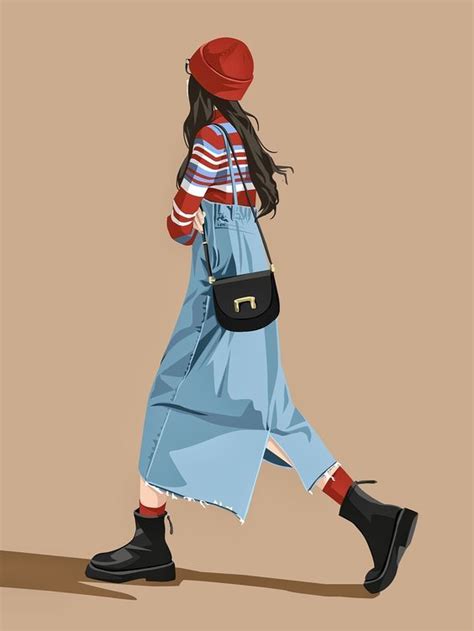 A Woman Walking Down The Street Carrying A Black Handbag In Her Right