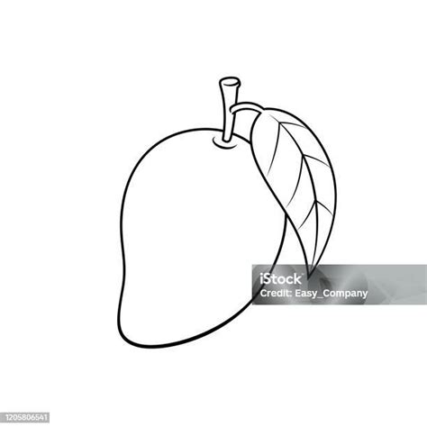 흰색 배경에 고립 망고의 벡터 그림입니다 아이 색칠 공부 책 망고에 대한 스톡 벡터 아트 및 기타 이미지 망고 색칠하기