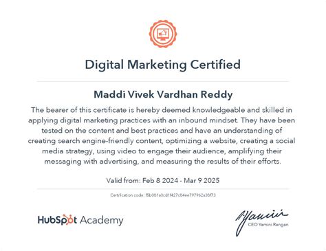 Maddi Vivek Vardhan Reddy On Linkedin Digitalmarketing Certifiedprofessional Hubspot