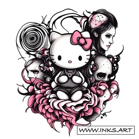 Tattoo Design Hello Kitty Meets Junji Ito Style Anime