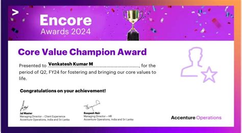 Venkatesh Kumar M On Linkedin Award Recognition Teamwork