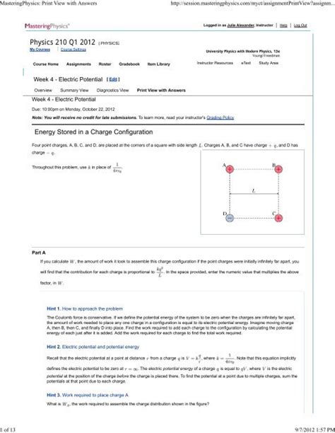 Masteringphysics Print View With Answers