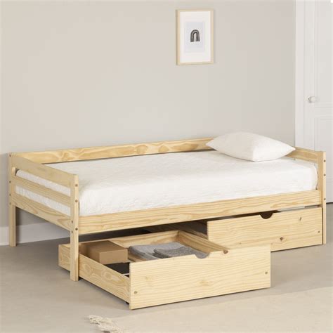 South Shore Sweedi Twin Solid Wood Daybed With Storage Drawers Natural