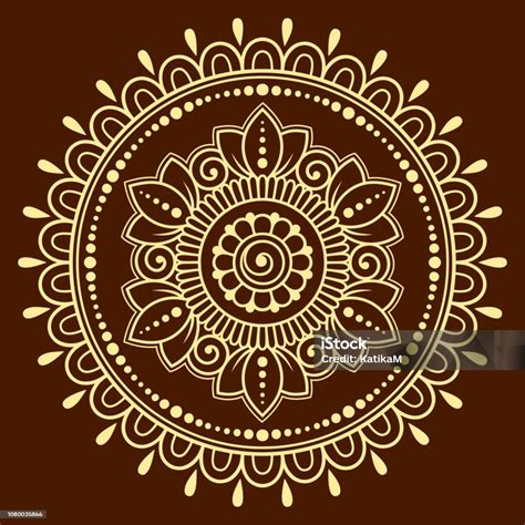 圓形圖案的曼陀羅與花的 Henna 梅恩迪 紋身 裝飾東方民族風格的裝飾著色書籍頁向量圖形及更多塗色書頁 製圖技術圖片 塗色書頁