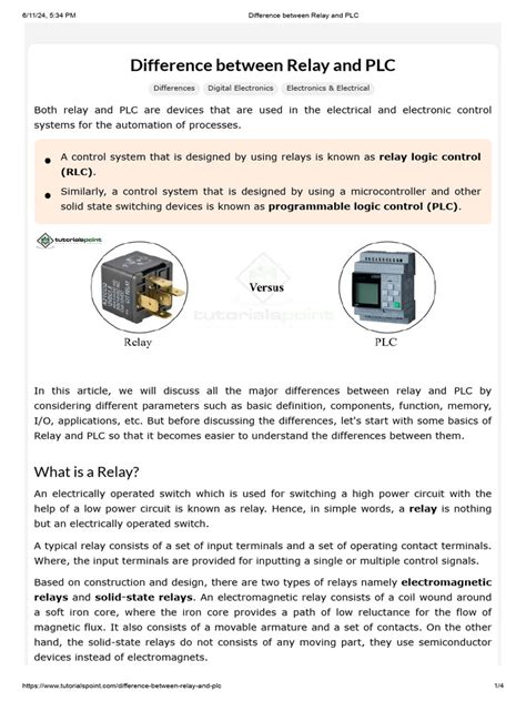 Difference Between Relay And Plc Pdf Programmable Logic Controller