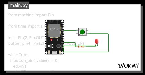 Switch Led On With Push Button Wokwi Esp32 Stm32 Arduino Simulator