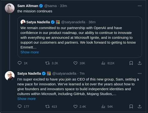 Sam Altman Will Be Appointed As The Ceo Of An Independent Entity Like Github Mojang Etc Within