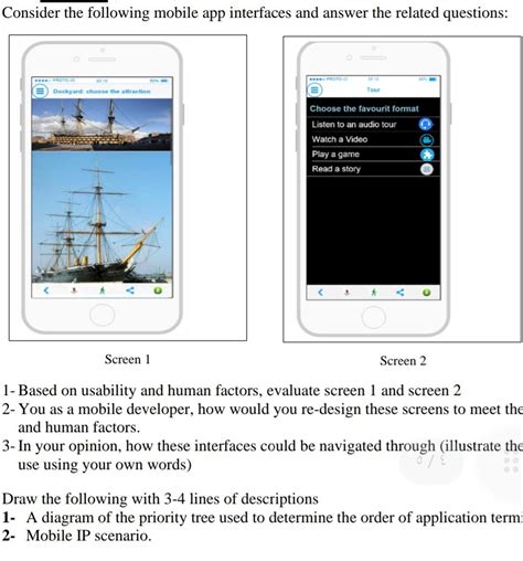 Solved Consider The Following Mobile App Interfaces And Chegg