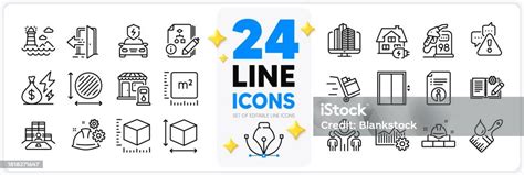 Icons Set Of Algorithm Entrance And Engineering Team Line Icons For Web App Vector Stock