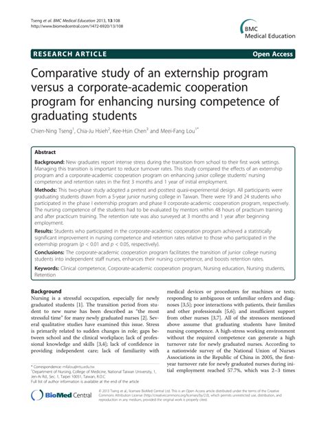 Pdf Comparative Study Of An Externship Program Versus A Corporate