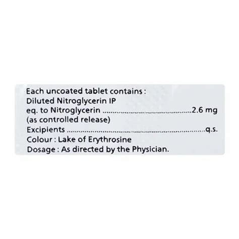 Nitrolong Nitroglycerin Controlled Release Tablets For Clinical Grade
