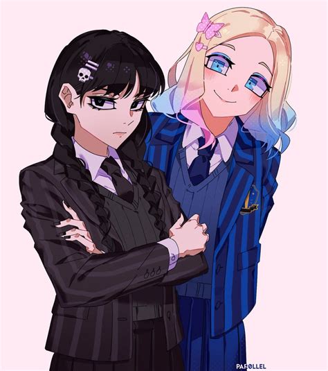 Wednesday Addams And Enid Sinclair Addams Family And More Drawn By Par Llel Danbooru