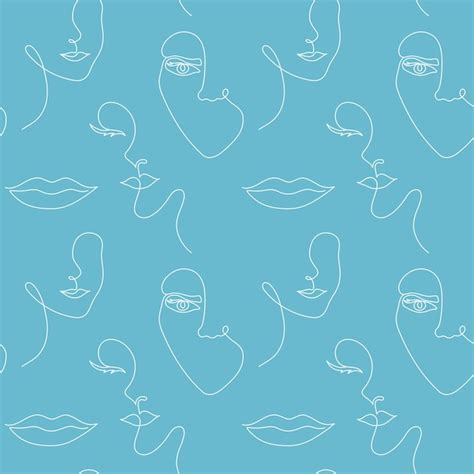 Premium Vector Seamless Pattern With A Female Face And Figure In The Style Of Line Art Premium Vector Seamless Pattern With A Female Face And Figure In The Style Of Line Art