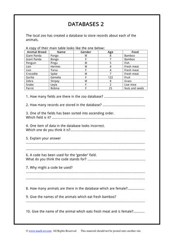 Ks3 Databases In Ms Access With Work Booklet Teaching Resources