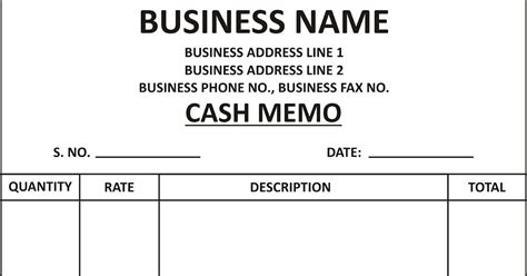 General Knowledge Library Cash Memo Template