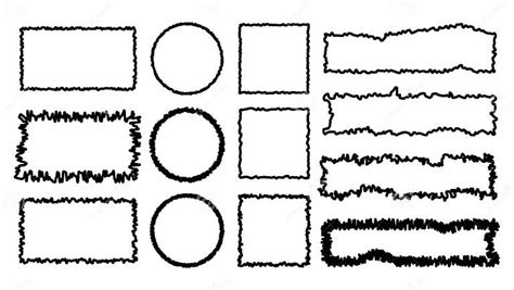 Rectangle Grunge Frame With Rough Torn Edge Jagged Shape Label Border Vector Stock Illustration