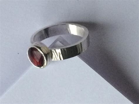 Sterling Silver Round Red Paua Shell Ring On Bark Effect Etsy