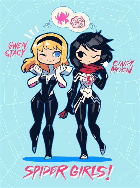 Spider Gwen Gwen Stacy Silk And Cindy Moon Marvel And 1 More Drawn By Rariattoganguri