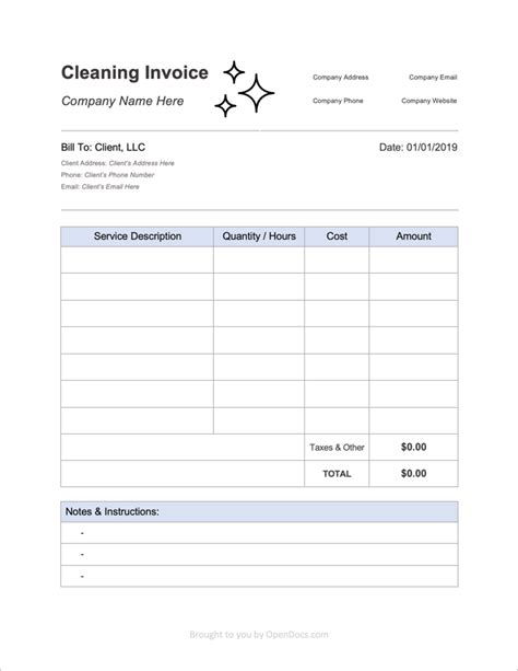 Free Cleaning Service Invoice Templates Pdf Word Excel