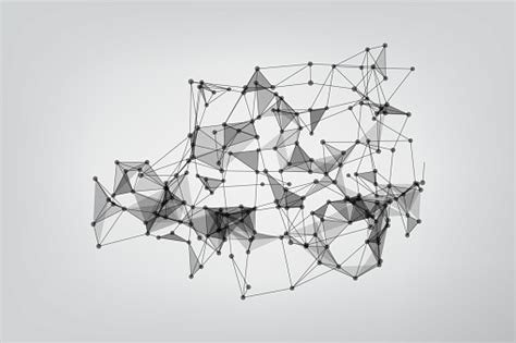 추상 낮은 폴리 라인 메쉬 흰색 점과 선을 연결하는 배경 기술 0명에 대한 스톡 벡터 아트 및 기타 이미지 0명 과학