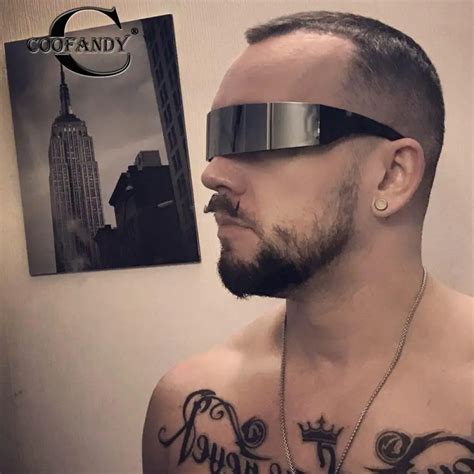 Funny Glasses Men Frame Futuristic Wrap Around Costume Eyeglasses Frame