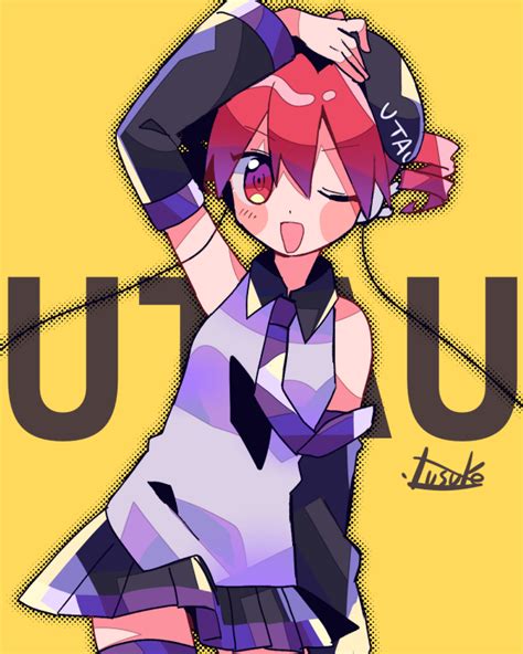 Yuusuke Kun Kasane Teto Utane Uta Utau Arm Above Head Arm At Side Arm Up Artist Name