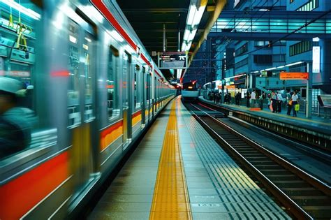 Premium Photo Commuter Train Crowded Platform Passengers Boarding