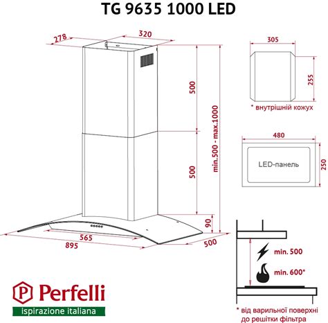 ᐉ Вытяжка декоративная со стеклом Perfelli TG 9635 I 1000 LED купить по ...