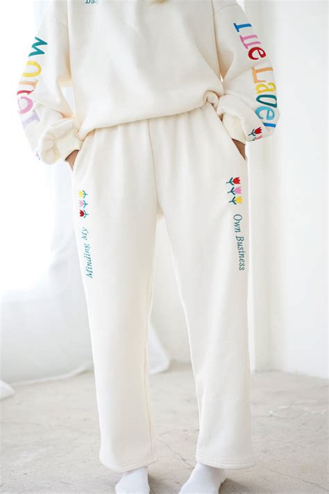 minding my own business joggers yellow the label