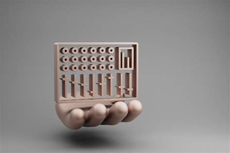 아름다운 추상적 인 일러스트 골든 핸드 홀딩 뮤지컬 Dj 믹서 기호 아이콘 회색 배경에 3d 렌더링 그림 디자인의 배경 패턴 Dj에 대한 스톡 사진 및 기타 이미지 Istock